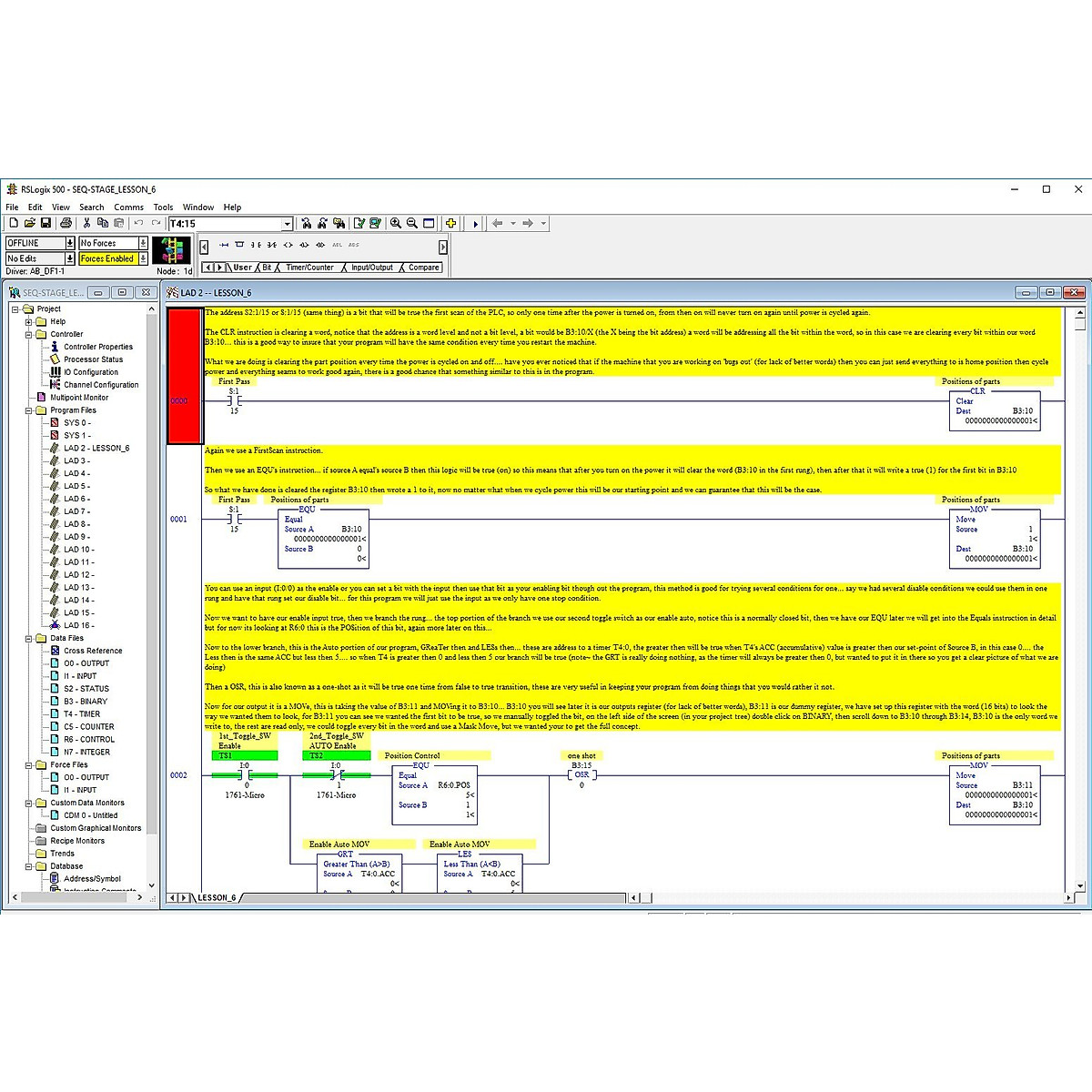 Allen Bradley RSLogix 500 PLC Programming Lessons