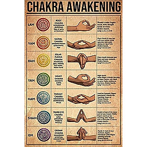 DAIERCY Graman Chakra Awakening Yoga Tin Sign Funny Novelty Metal Yoga Guide Meditation Yoga Practice Wall Decoration Tin Sign Plaque Aluminum Tin Sign Vintage Retro Poster Plaque 8x12 Inch