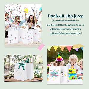 MESHA White Paper Bags whit Handles 10x5x13 Inch 50PC, Large Kraft Paper Bags Bulk for Small Business, Large Gift Wrap Bags with Handles, Shopping Bags, Party Bags