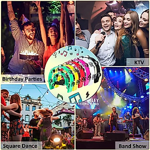 HLMOptimo Double Row Tambourine, Half-Moon Musical Tambourine Hand Held for Kids, Adults, Party, KTV 4 colors (9 inch, Pack of 4)