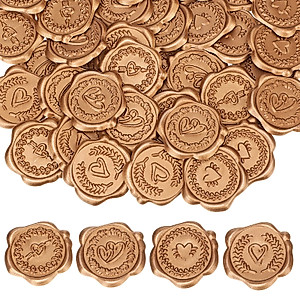 80 Pieces Wax Seal Stickers Envelope Seal Stickers Wedding Invitation Envelope Seals Self Adhesive Gold Stickers for Invitations Cards Party Favors (Heart Style)