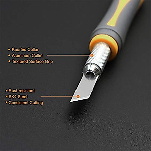 MulWark 16-Piece Precision Hobby Knife Set - Exacto Knife Set for Modeling - Craft Knife Handle Customized with Chiseling Blade, Stencil Edge Blade, Fine Point Blade and More