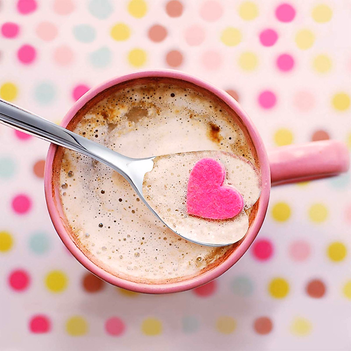 HISSF Heart Shaped Spoons, 18/10 Stainless Steel Spoon Set 4 Pack, 6.7 inches, Dessert Spoon, Ice Cream Spoons, for Tea, Cocktail, Sugar