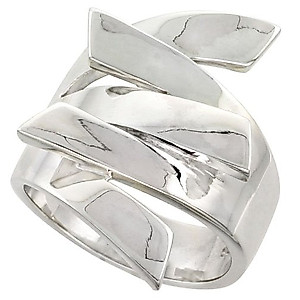 Sterling Silver Interlocking Fingers Ring Flawless Quality 1 inch wide, size 9