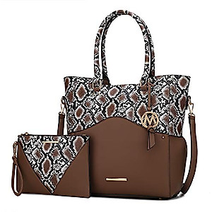 MKF Collection Set Shoulder Bag for Women & Wristlet Coin Pouch Purse – PU Leather Top Handle Pocketbook Crossbody Tote Handbag