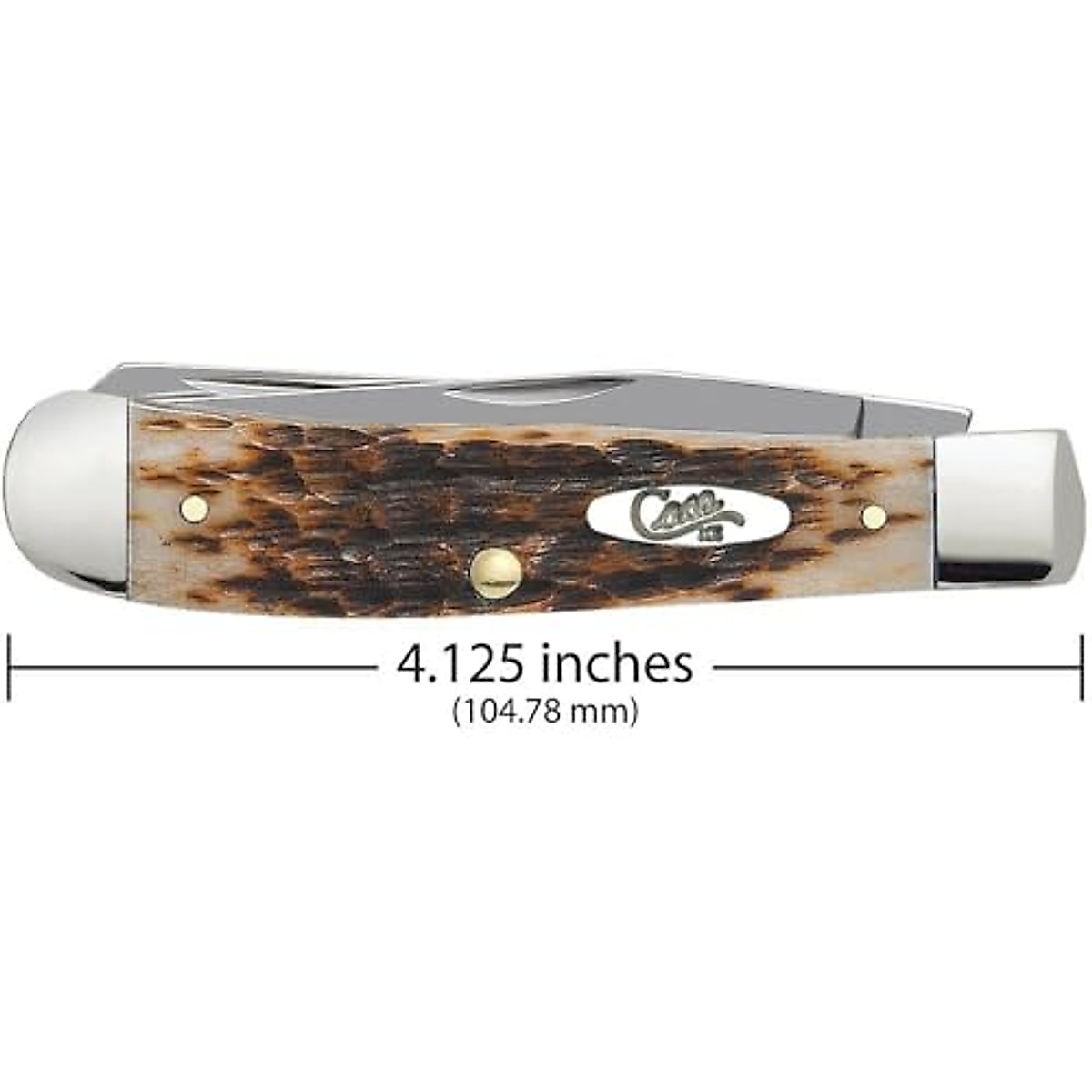 Case XX WR Pocket Knife Amber Jigged Bone Trapper Item #164 - (6254 SS) - Length Closed: 4 1/8 Inches