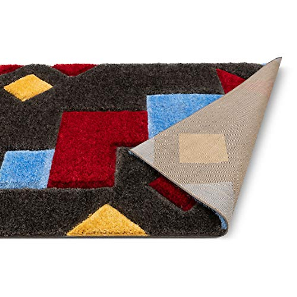 Well Woven Abbi Multi Boxes & Circles Thick Soft Plush 3D Textured Shag Area Rug 8x10 (7'10" x 9'10")