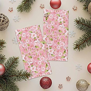 YOUNGKIDS Kitchen Towels Spring Peach Blossom Floral Absorbent Tea Towel Soft Hand Dish Towel Pink Reusable Washable Cleaning Cloth Hand Bath Towels for Bathroom Bar for Everyday Cooking (Pack of 2)