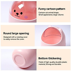 Cute Mini Desktop Trash Can, Cartoon Cat Animal Shape Waste Paper Bin with Swing Lid Mini Countertop Trash Can Small Garbage Can(Pink)