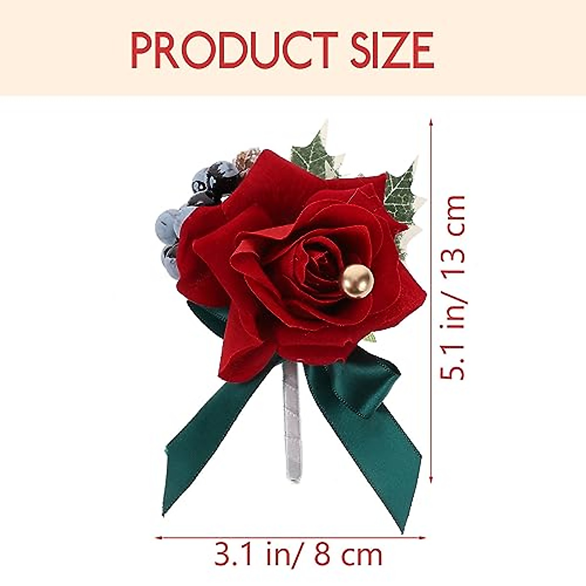 Didiseaon Christmas Decor Christmas Wrist Corsage Wristlet, Christmas Theme Bride Bridegroom Boutonniere Pine Cone Corsage for Wedding Boutonniere Decor Fresh Flowers