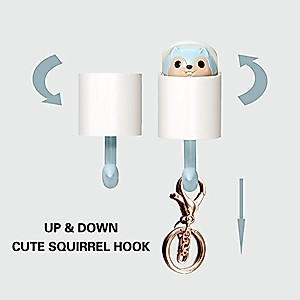 Four Colors of Sticky Hooks, Cute and Creative Squirrel Hooks, no Need to Punch Holes for Sticking to The Wall, Sticky Hooks can Hang All Kinds of Household Sundries.