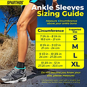 Sparthos Ankle Compression Socks (Pair) – Plantar Fasciitis Ankle Brace with Arch Support – for Men and Women – Foot Sleeves – for Sports, Running, Basketball, Football and Everyday Wear (Black-L)