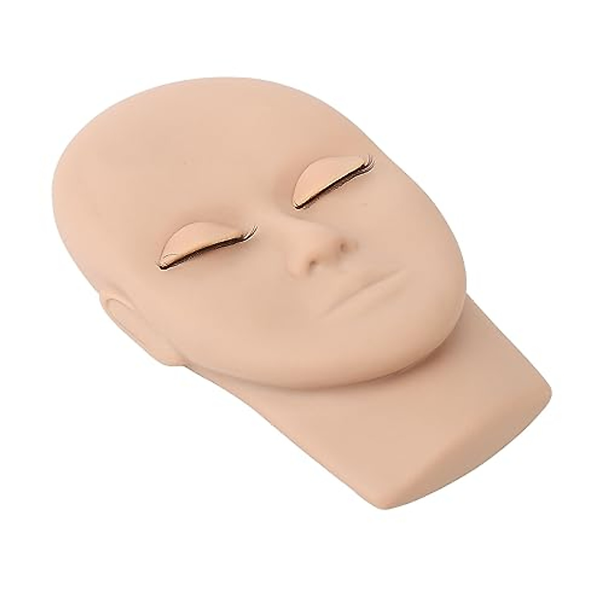 Makeup Face Board Grafting Eyelashes Silicone Practice Template Rubber Mannequin Facial Training Model Practice Faceboard (Light Brown)