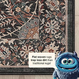 Well Woven Asha Collection Elegant Charcoal Grey Oriental 6x9 Rug Perfect for Living Room Dining Room or Bedroom Ideal for High-Traffic Areas with Vintage-Inspired Low Pile