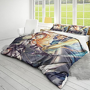 AKARDO Fate Grail War Anime Duvet Cover Soft 3D Printed Bedding Set with Comforter Cover 3 Piece Set Includes 2 Pillowcases and 1 Duvet Cover Machine Washable (08,Full (79"x90"))