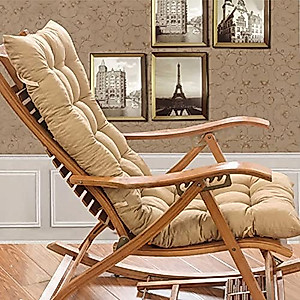 Lee My Rocking Chair Cushion, Solid Color High Back Patio Chair Cushion, Replacement Cushion, Indoor Non-Slip Seat with Ties, Bedroom Balcony Garden Recliner Cushion