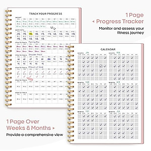 Fitness Workout Journal for Women & Men, A5(5.5" x 8.2") Workout Log Book Planner for Tracking, Progress, and Achieving Your Wellness Goals-Pink