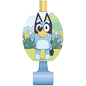 Unique Bluey Party Favors Bundle - 16 Loot Bags and 16 Blowouts, Happy Birthday Sticker - Party Supplies Goodie Bags, Birthday Party Favor Bags and Decorations - Officially Licensed