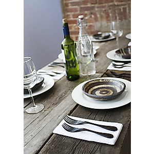 KNORK Original Stainless Steel Metal Utensils Titanium Coated Stainless Fork, 4 Piece Set, Matte Black