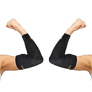 THX4COPPER Elbow Compression Sleeve(2 Pieces) - 1Copper Infused Support –Guaranteed Recovery Copper Elbow Brace-Idea for Workouts, Sports, Golfers, Tennis Elbow, Arthritis, Tendonitis-Large