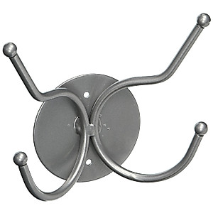 Buddy Products 2 Hook Coat Rack on Round Plate Frame, Steel with Enamel Finish, 2.5 x 7 x 7.25 Inches, Silver (93826-3)