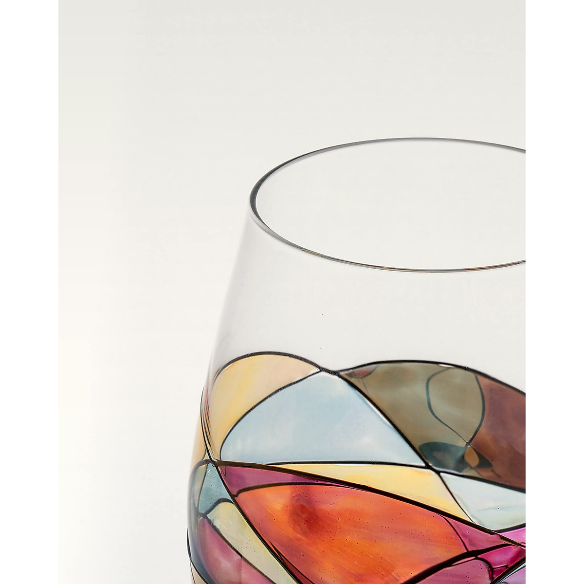 Antoni Barcelona Set Wine Decanter and Wine Glasses Mouth Blown Hand Painted Amazing Gift Wedding Woman Man Unique Present Anniversary Drink Party (Large Wine Glasses Set 2, Red)