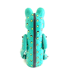 OMA Green Frog Statue Wooden Shelf Sitter with Dangling Legs Garden Frog Home Decor Gift Large Size