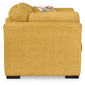 Signature Design by Ashley Keerwick Scandinavian Loveseat with 4 Toss Pillows, Yellow