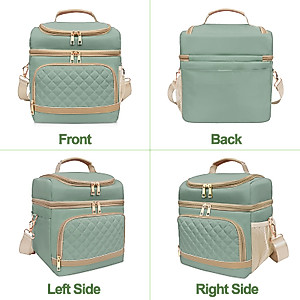 YESBAG Lunch Bag for Women, Leakproof Insulated Soft Adult Lunch Tote Cooler Bag Box With Adjustable Shoulder Strap for Office & Picnic (Green, 11L)