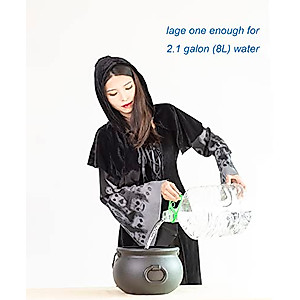 Glocamping 11" and 7.4” Package Large Easter Day And Halloween Black Plastic Witch Cauldron Kettle, Candy Holder, Party Favor Decoration