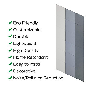 EZLALA 18 Pack Acoustic Panels High Density Diamond 3 colored White, Grey, & Dark Grey Sound Proof PET Noise Absorbing Sound Proof Wall Panels 6"x6"x0.5" Inch Thickness