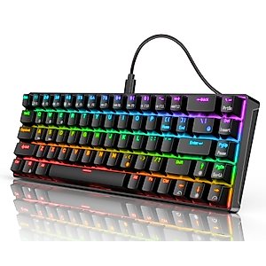 RK ROYAL KLUDGE RK68 (RK855) 65% Mechanical Gaming Keyboard, RGB Backlit Ultra-Compact 60% Layout 68 Keys Wired Keyboard, Hot Swappable Keyboard with Stand-Alone Arrow/Control Keys, Red Switch, Black