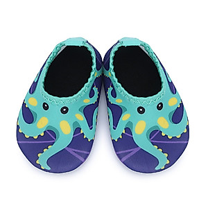 JIASUQI Summer Casual Skin Water Shoes Socks for Baby,Sand Swim Surf Aerobics,Green Octopus 12-18 Months