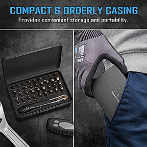 GreaTalent 37pc Mini Ratchet Wrench Screwdriver Bit Set with 1/4 inch S2 Steel Bits, 36-Tooth, Magnetic Bit Holder Quick Release, Low Profile 90 Degree Right Angle Offset Reversible Drive Handle