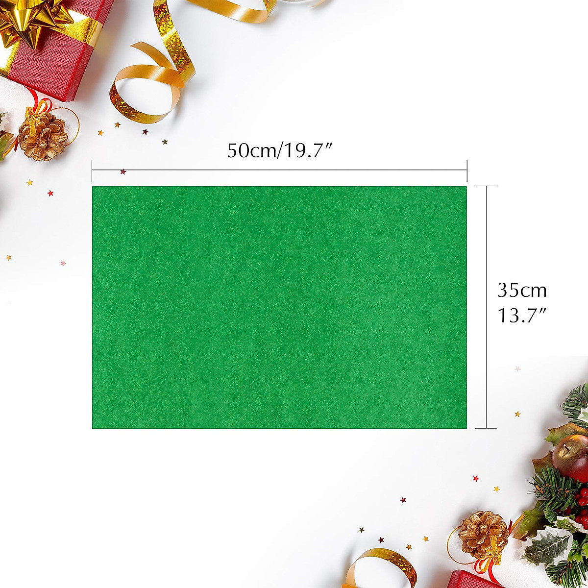 FEPITO 100 Sheets Green Christmas Tissue Paper Gift Wrapping for Xmas Wrapping Presents, Crafts(14 x 20 Inch)
