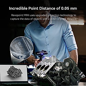 Revopoint Mini 3D Scanner for 3D Printing Handheld, Up to 0.02 mm Precision, Industrial Blue Light, Portable 3D Model Scanner for Dental, Jewelry and Small Objects - Standard