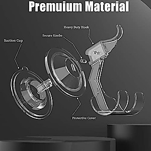 D Razor Holder for Shower Wall Waterproof Suction Cup Hooks, Shower Hooks for Bathrobe Loofah Towel, Shaver Hanger Removable, Heavy Duty Vacuum Hook for Bathroom Kitchen (2 PCS Double Hook)