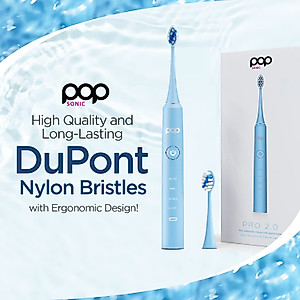 Pop Sonic Pro 2.0 Electric Toothbrush (Blue), Ultrasonic Toothbrush | 45,000 VPM | Electric Toothbrush for Adults & Kids, 4 Mode Electric Tooth Brush - Long-Lasting Dupont Nylon Bristles