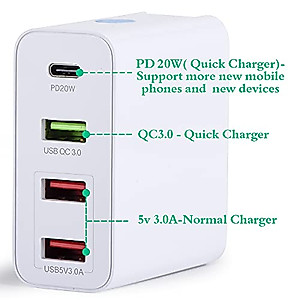 USB Wall Charger WANLONGXIN4 Port USB Charging Multiport Charger 53W Wall Charger for iPhone 13 12 11 Pro Xs/Max/XR/X/8/7/Plus iPad Pro/Air 2/Mini/iPod Galaxy S9/S8/S7