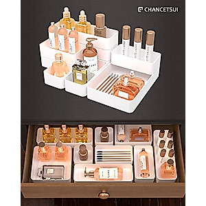 9 Pcs Stackable Drawer Organizer Trays Set, Multifunctional Stackable Storage Trays for Vanity, Bathroom, Kitchen, Desk Drawer Organizer Office. Plastic Drawer Organizers Available In 5 Colours, White