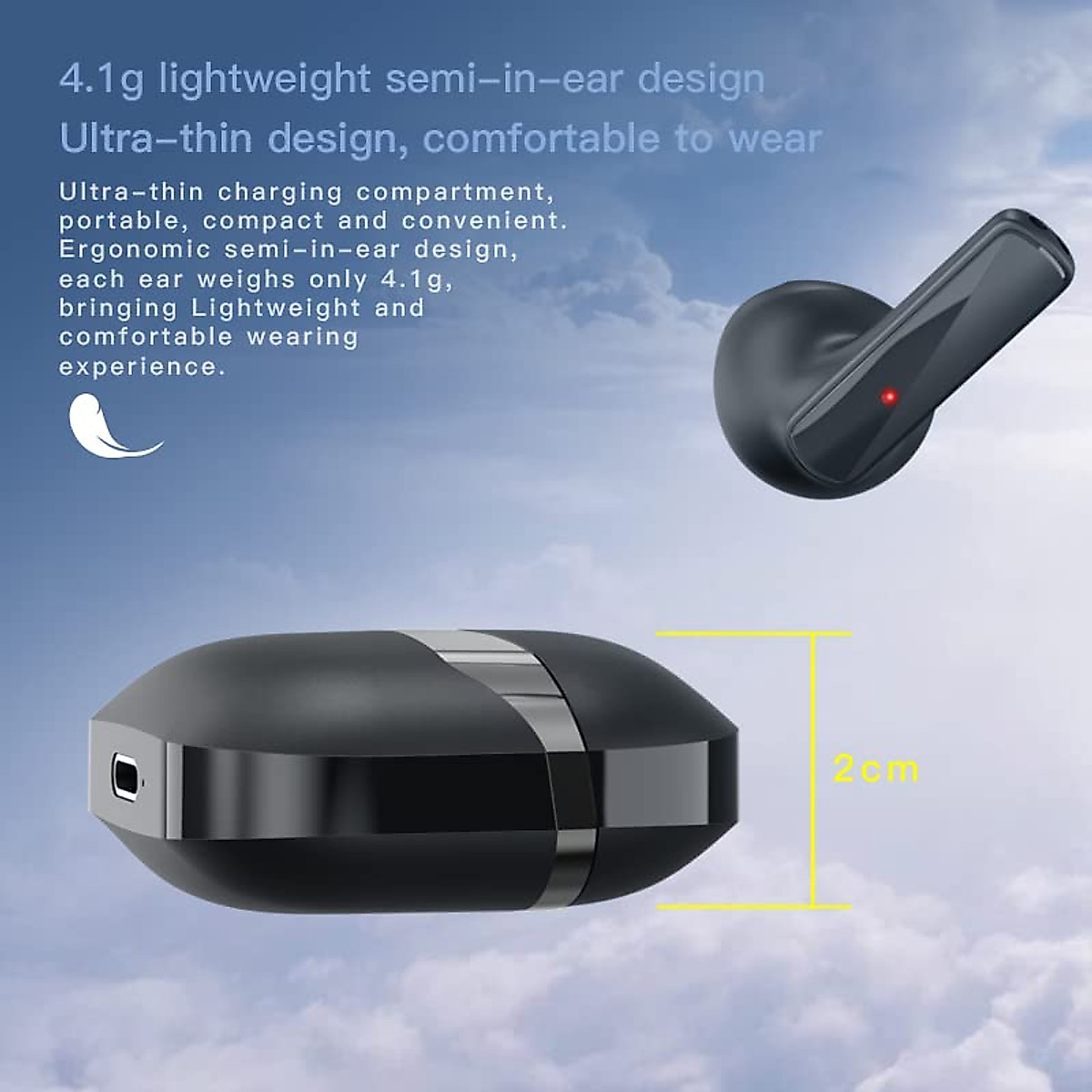 Wireless Earbuds Bluetooth Headphones with Wireless Charging Case IPX4 Waterproof Stereo Earphones in-Ear for SPOR