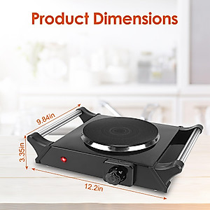 Moclever Hot Plate Portable Electric Stove Countertop Single Burner with 5 Temperature Adjustments & Stay Cool Handles, 1000W Electric Cooktop for RV/Home/Camp, Compatible for All Cookwares