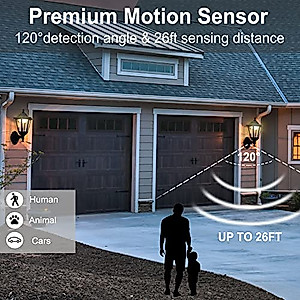 FUDESY Outdoor Porch Light Wall Lanterns - Motion Sensor, Exterior Waterproof Front Door Wall Sconce, Anti-Rust Black Plastic LED Lamp for Garage, Patio, House, Doorway