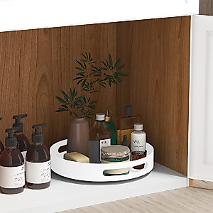JYL HOME Lazy Susan Rotating Organizer Turntable for Cabinet, 12-Inch, White