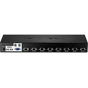 TRENDnet 8-Port USB/PS2 Rack Mount KVM Switch, TK-803R, VGA & USB Connection, Supports USB & PS/2 Connections, Device Monitoring, Auto Scan, Audible Feedback, Control up to 8 Computers/Servers
