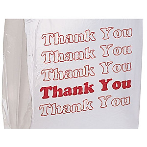 SSWBasics White Thank You Bags Case of 1000-11 ½” x 6" x 21" - Thickness .48mil HDPE- Standard Supermarket Size, Perfect for Grocery, Retail, Convenience Stores, Take-Out and Home Use