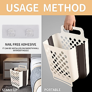 Yaromo Collapsible Laundry Baskets Plastic Laundry hamper Thickened Support Portable And Wall Laundry Hamper,Durable Unbreakable 3 UNIT(Size L+M+S) Wihte(57 L/15 Gallon)