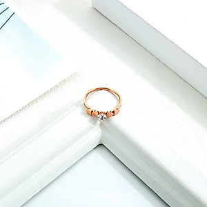 MoAndy Rose Gold Rings for Women Stainless Steel Rings Crystal Rings Finger Rings for Women Love Heart Size 6