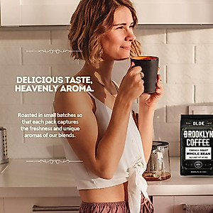 BROOKLYN COFFEE Whole Bean, French Dark Roast (5lb) Silky Smooth, Bold, Balanced - Fresh Bulk Coffee Beans Roasted Weekly in NYC