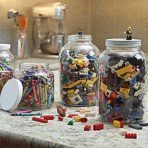 Wide Mouth 1 Gallon Glass Jar with Lid - Glass Gallon Jar for Kombucha & Sun Tea Gallon Mason Jars are Large Glass Jars with Lids 1 Gallon for Food Storage - 4pk Large Jars with Airtight Plastic Lids